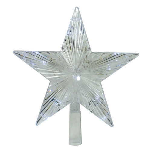 9.5" Lighted Clear Mini 5 Point Star Christmas Tree Topper - Clear LED ...