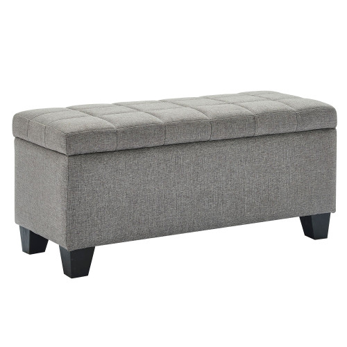 35.5" Solid Gray Rectangular Storage Ottoman | Christmas Central