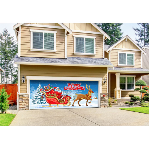 Santa's Sleigh Ride Merry Christmas Double Car Garage Door Banner - 7 ...