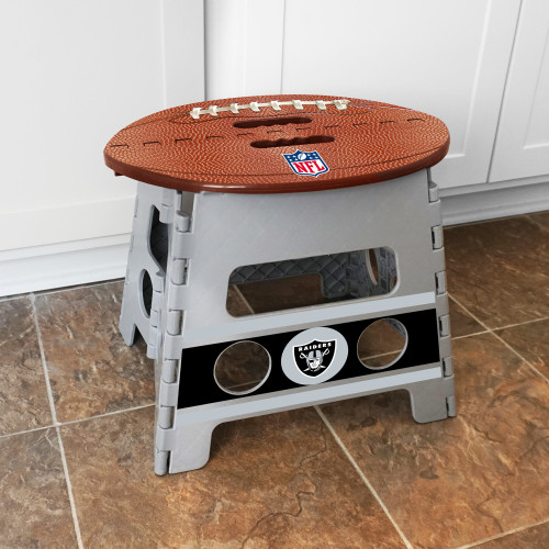14" Gray & Brown NFL Oakland Raiders Folding Step Stool | Christmas Central