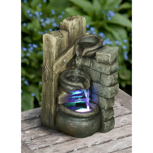 14" LED RGB Lighted Pouring Bowl Outdoor Garden Fountain | Christmas ...