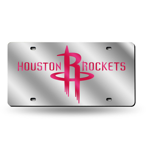 6" x 12" Pink & Silver Colored NBA Houston Rockets Tag | Christmas Central