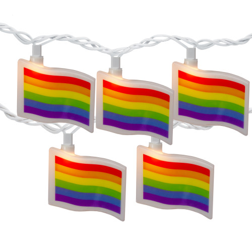 Pride Rainbow Flag Patio Light Set - 7.5' White Wire - 10ct | Christmas ...
