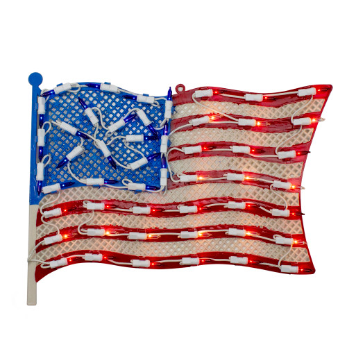 Lighted American Flag Patriotic Window Decoration - 14" | Christmas Central