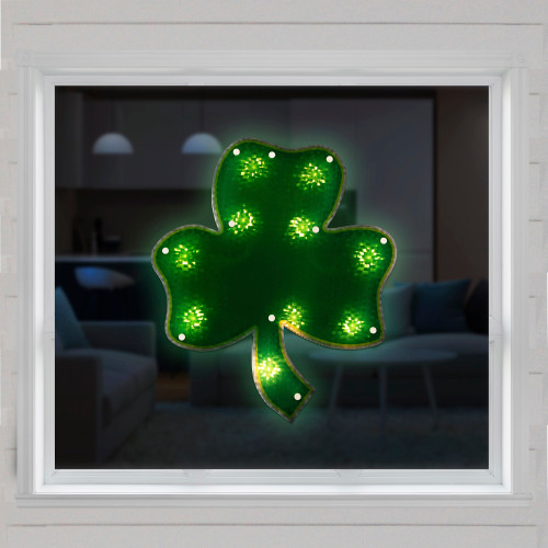 Lighted Shamrock St. Patrick's Day Window Silhouette - 14" - Clear ...