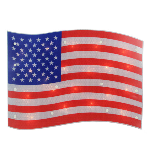 Lighted Holographic American Flag Window Decoration - 17" - Clear ...
