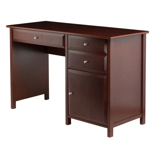47” Walnut Brown Wooden Office Writing Desk | Christmas Central