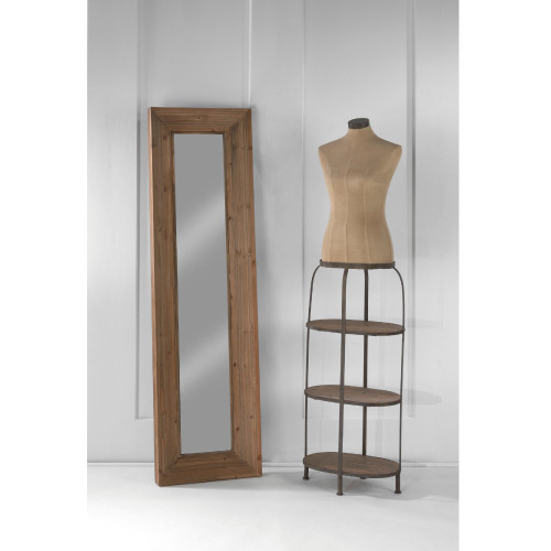 68" Beige & Brown Modern Female Body Form with Three Wooden Shelves ...