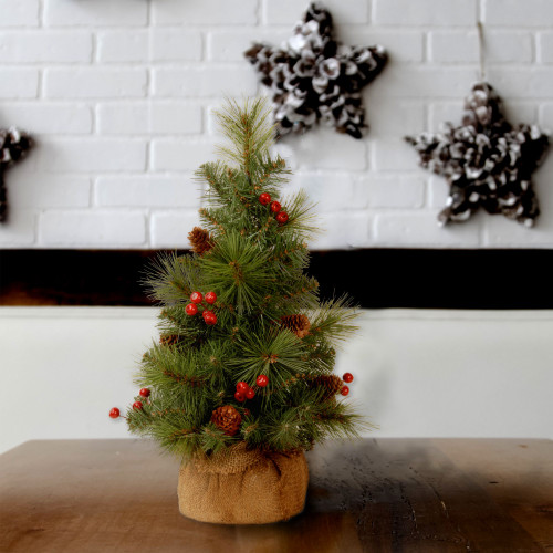 18" Potted Miniature Pine Medium Artificial Christmas Tree, Unlit ...