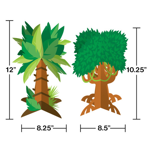 Club Pack of 12 Green & Brown Jungle Trees Party Table Centerpieces 12 ...