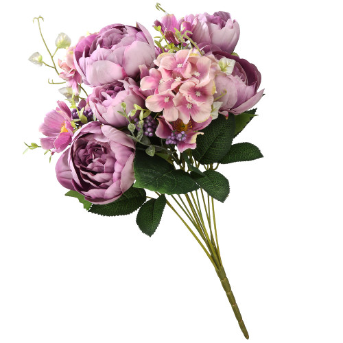 19" Green & Pale Purple Artificial Rose Flower Bundle | Christmas Central