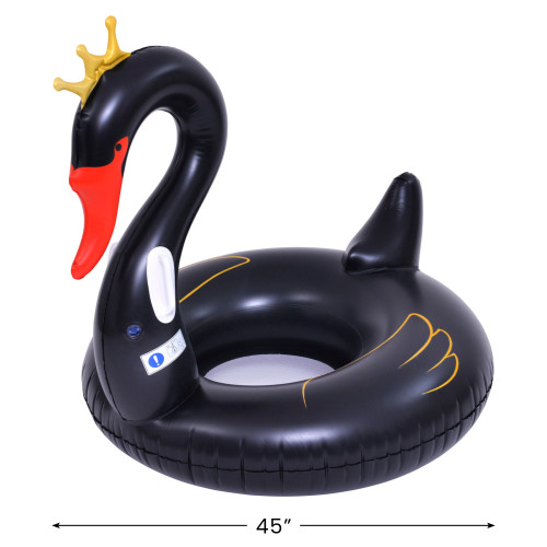 45" Inflatable Black Swan Swimming Pool Lounger | Christmas Central