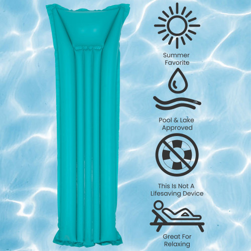 Inflatable Swimming Pool Raft Float - 72" - Teal Blue | Christmas Central