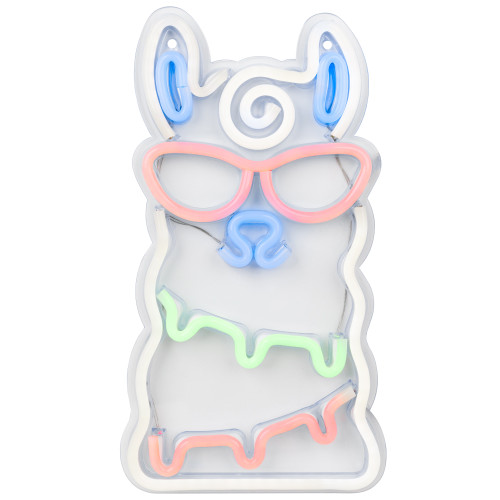 15" Groovy White Alpaca with Red Sunglasses LED Lighted Wall Sign ...