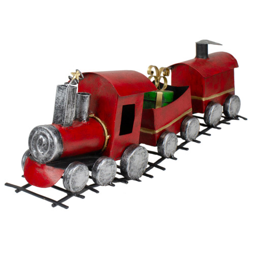 Triple Car Metal Train Christmas Decoration - 15" - Red & Silver ...