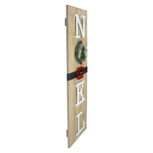 23.75" Vertical Beige Wooden Noel Christmas Sign with Santa's Belt ...