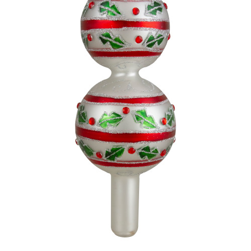 14.75" White, Red & Green Glass Finial Christmas Tree Topper ...