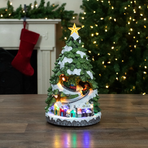 15" Lighted & Animated Musical Christmas tree with Moving Trains ...