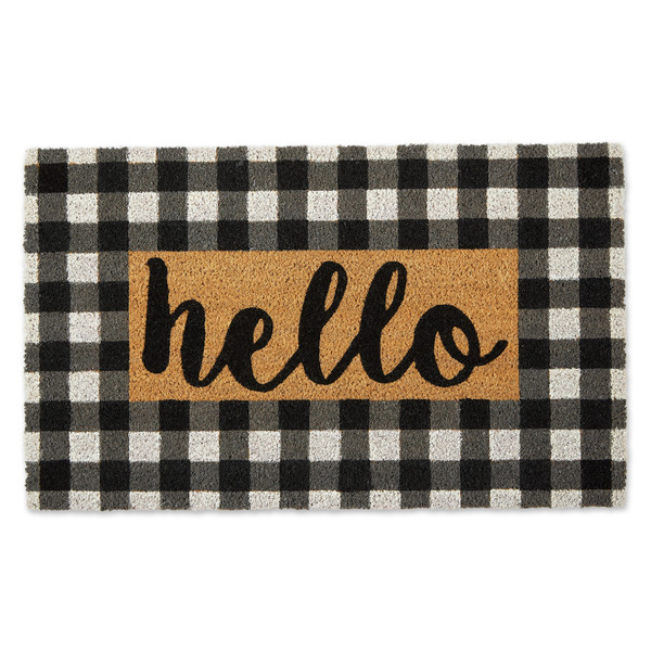 "Hello" Check Doormat - 30" x 18" | Christmas Central