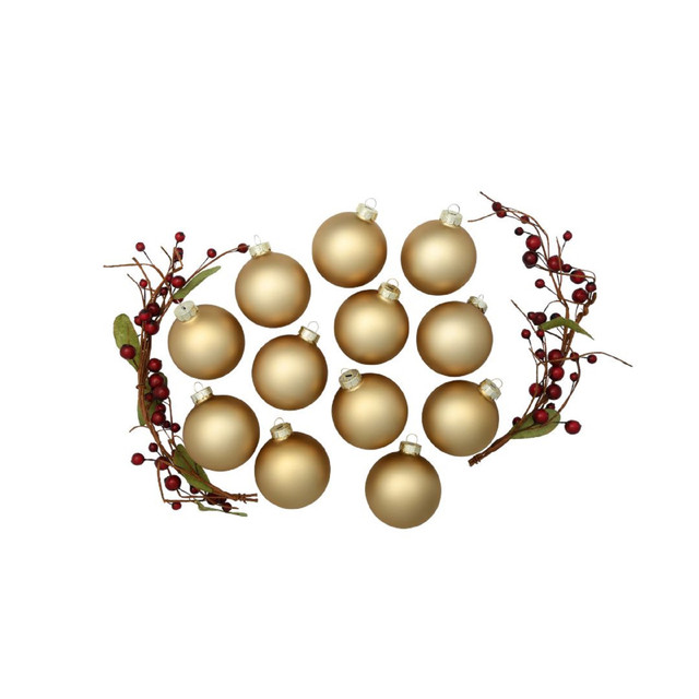 12ct Matte Gold Glass Ball Christmas Ornaments 2.75" (70mm) | Christmas ...