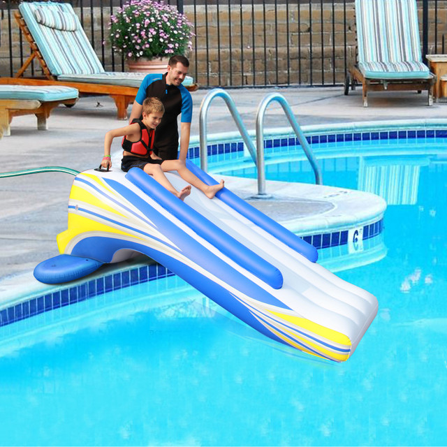 106.25" Blue & Yellow Inflatable Swimming Pool Slide | Christmas Central