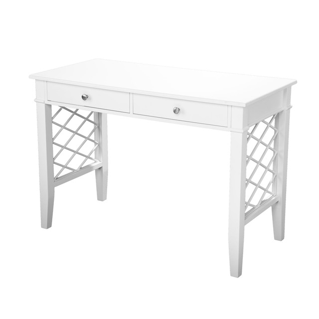 43" White Contemporary Writing Desk with Drawers | Christmas Central