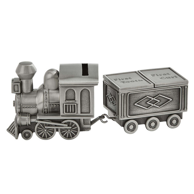 7" Silver Stainless Steel Train with 1st Tooth & Curl Box Design Coin ...