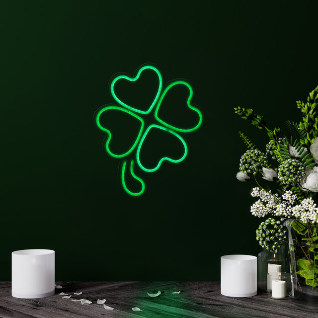 15" LED Lighted Neon Style Green Shamrock St. Patrick's Day Window ...