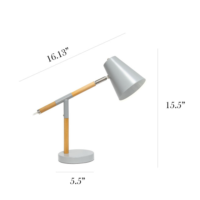 Adjustable Wooden Pivot Desk Lamp - 16" - Matte Gray & Brown ...