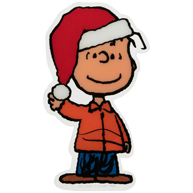 Peanuts Linus in Santa Hat Christmas Window Cling Decoration ...