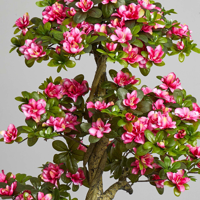 5' Pink Artificial Azalea Tree in Brown Pot | Christmas Central