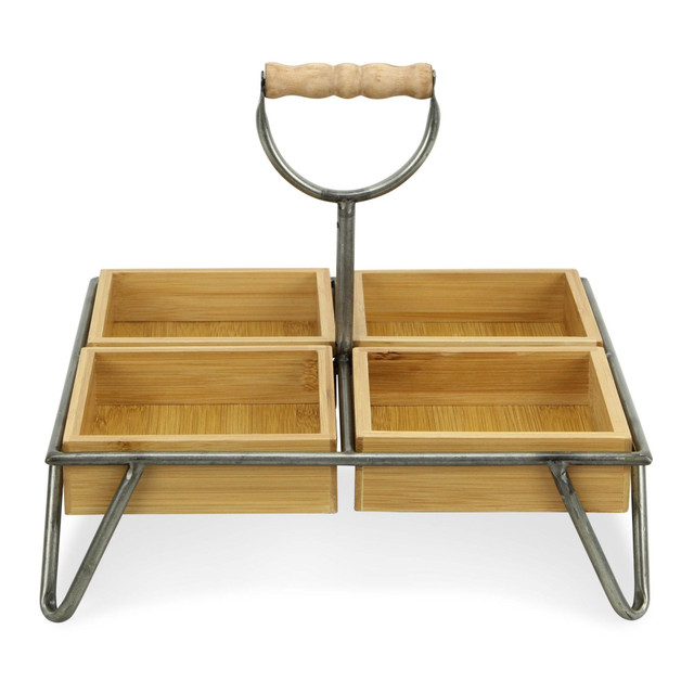 12" Brown & Gray Square Storage Caddy with Center Handle | Christmas ...