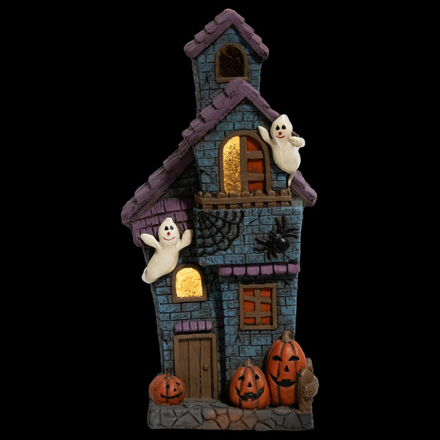 LED Lighted Haunted House with Ghosts Halloween Decoration - 22.75 ...
