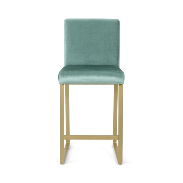 Set of 2 Mint Green & Gold Contemporary Bar Stools 40" | Christmas Central