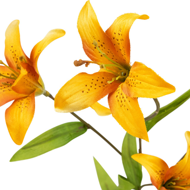 Two-Tone Tiger Lily Artificial Floral Spray - 26" - Mustard Yellow ...