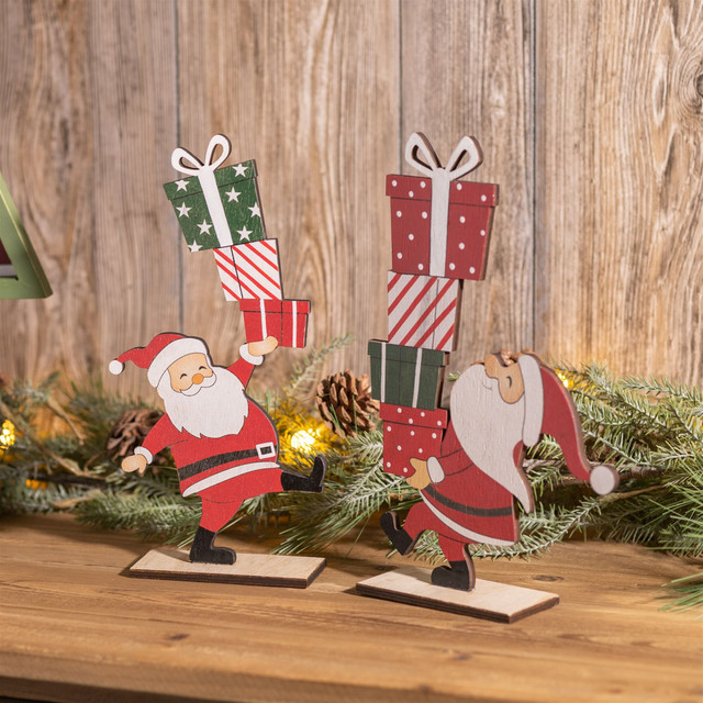 Wooden Santa Claus with Presents Christmas Tabletop Decorations - 12 ...