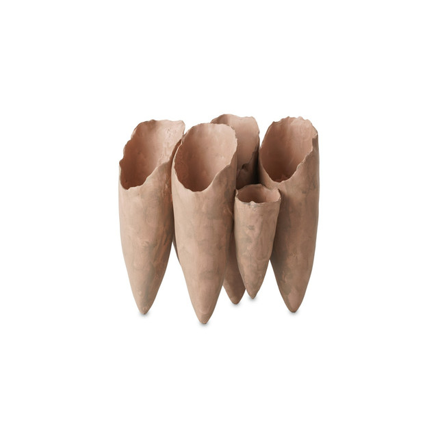 Clustered Conical Shaped Ceramic Vase - 10" - Brown | Christmas Central