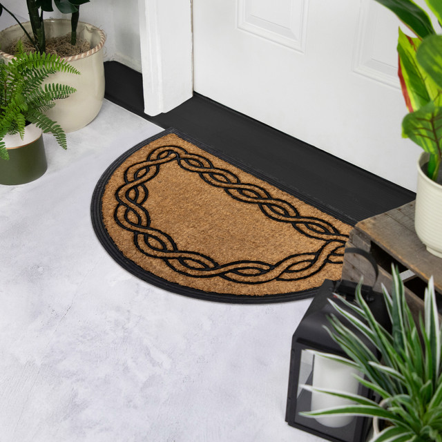 Black & Brown Swirl Half Round Doormat 17" x 29" | Christmas Central