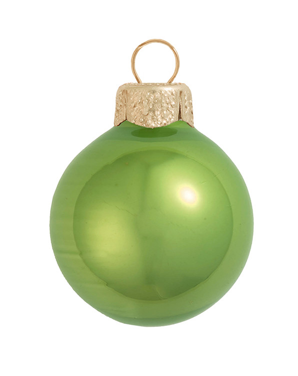 6ct Shiny Lightest Lime Green Glass Ball Christmas Ornaments 4" (100mm ...