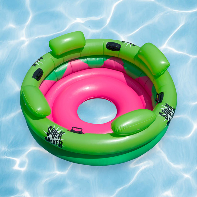 75" Bright Green & Pink Inflatable Shock Rocker Swimming Pool Float ...
