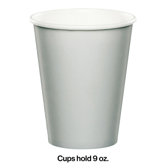 Club Pack of 96 Shimmering Silver Disposable Party Cups | Christmas Central