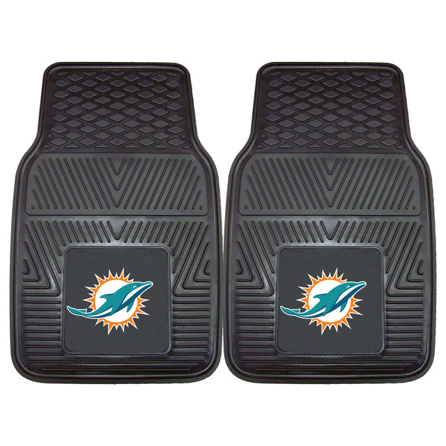 Set of 2 Black & White NFL Miami Dolphins Car Mats 17" x 27 ...