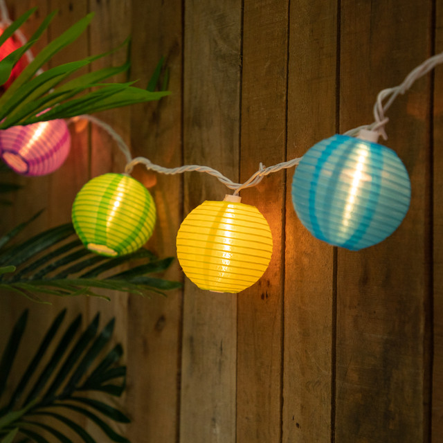 10-Count Multi-Color Round Lantern Patio String Light Set, 7.25ft ...