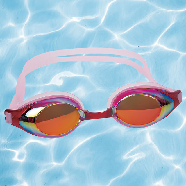 7" Pink Mirrored Competition Swimming Goggles | Christmas Central