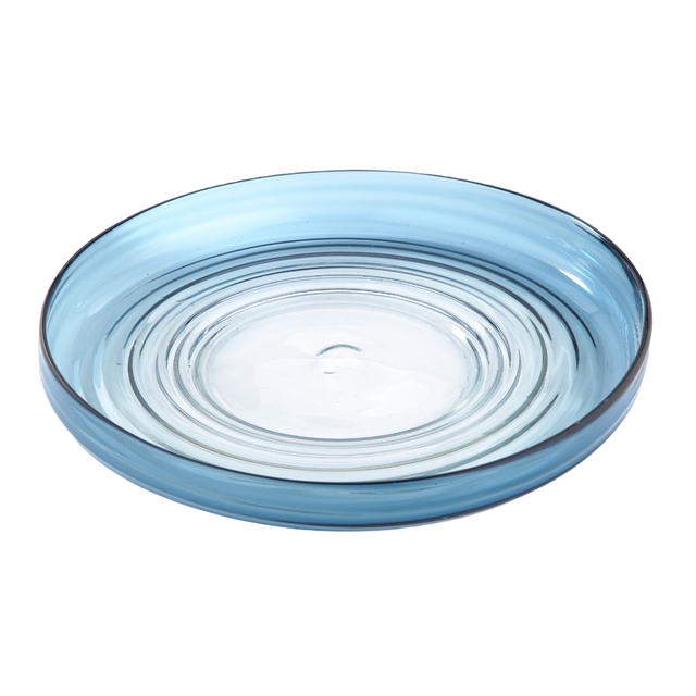19.5” Blue Round Shaped Glass Serving Plate | Christmas Central