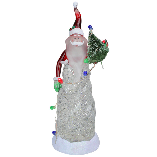 Swirling LED Lighted Santa with Tree & Lights Christmas Glittering Snow ...