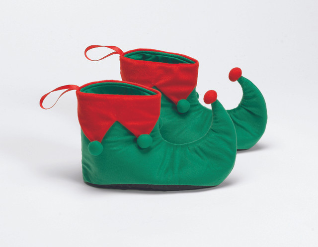 Green & Red Velvet Christmas Elf Shoes – One Size Fits Most | Christmas ...