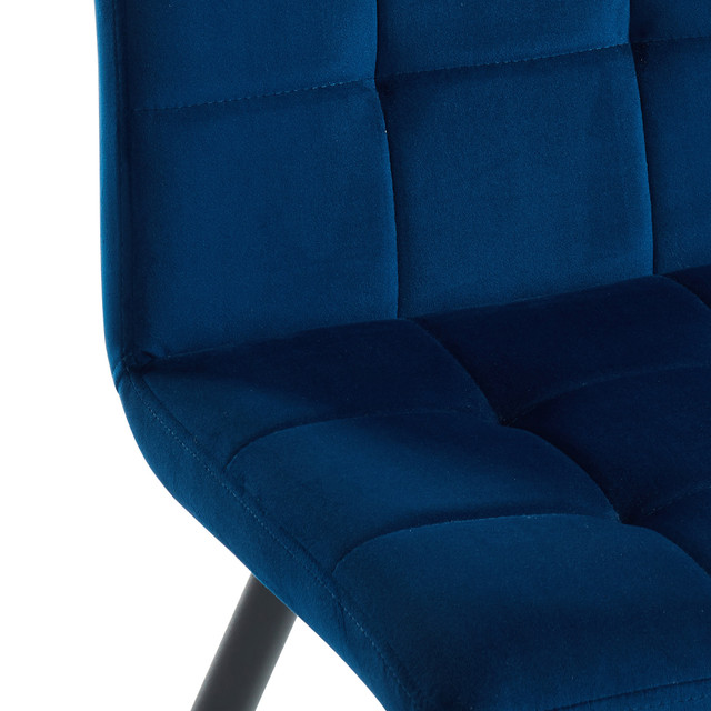 Set of 2 Blue & Black Contemporary Side Chairs with Square Tufting 32 ...