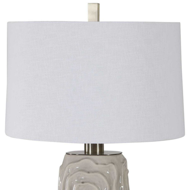 33” Warm Gray Geometric Patterned Table Lamp with Matching Lamp Shade ...