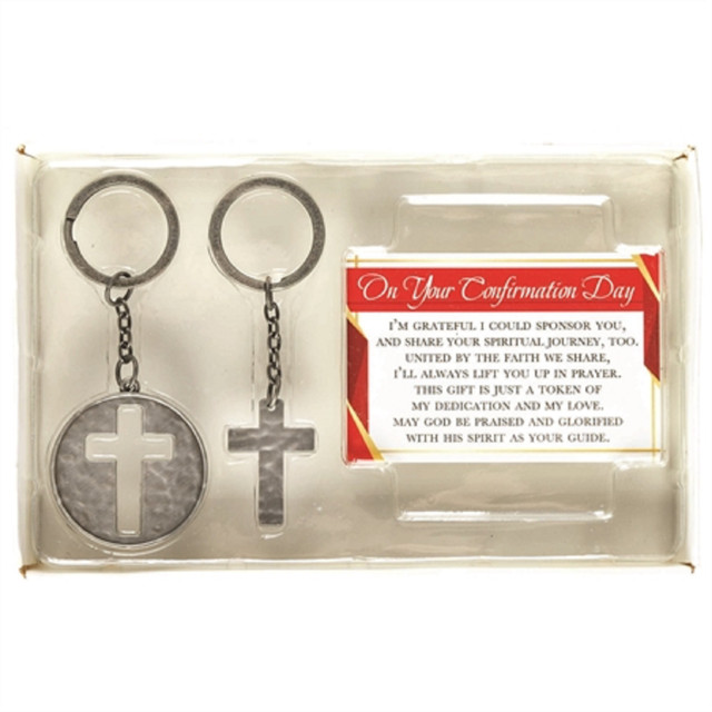 Confirmation Day Gifting Cross Key Chains - 1.5" - 2-Piece | Christmas ...